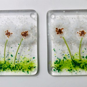 Dandelion Clock Coasters/ Wildflower Coasters/fused Glass Dandelion ...