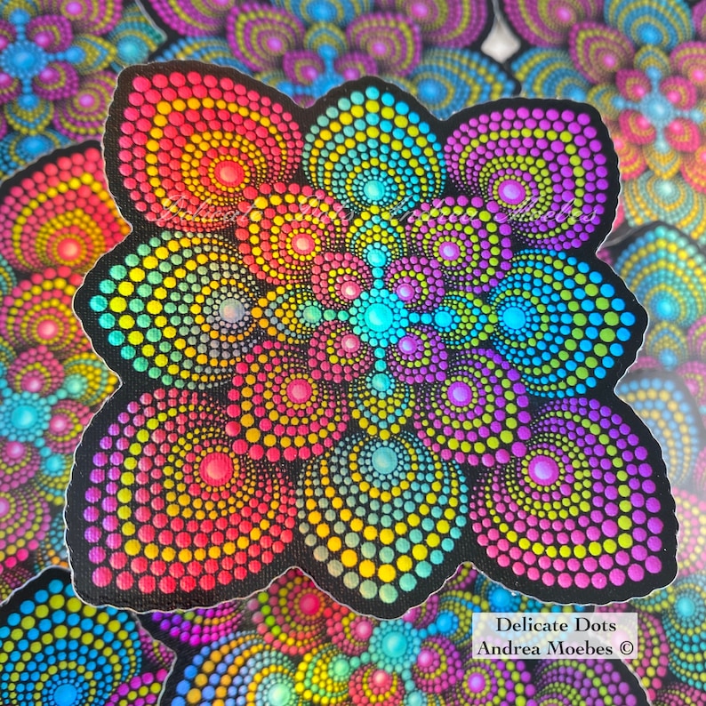 Holographic Dot Mandala Sticker: Waterproof Vinyl Decal - Etsy