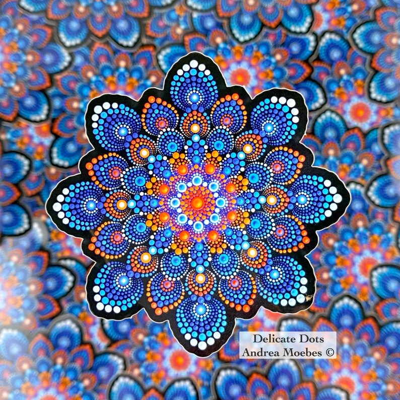 Mandala Vinyl Sticker, Dot Mandala Sticker, Waterproof Vinyl Sticker ...