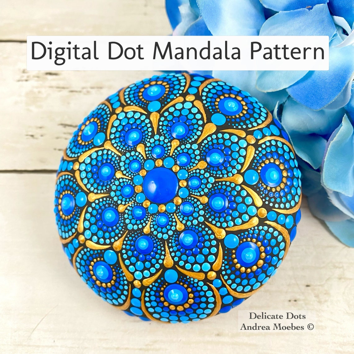 Digital Dot Mandala Flower Pattern Sapphire Dreams Delicate - Etsy