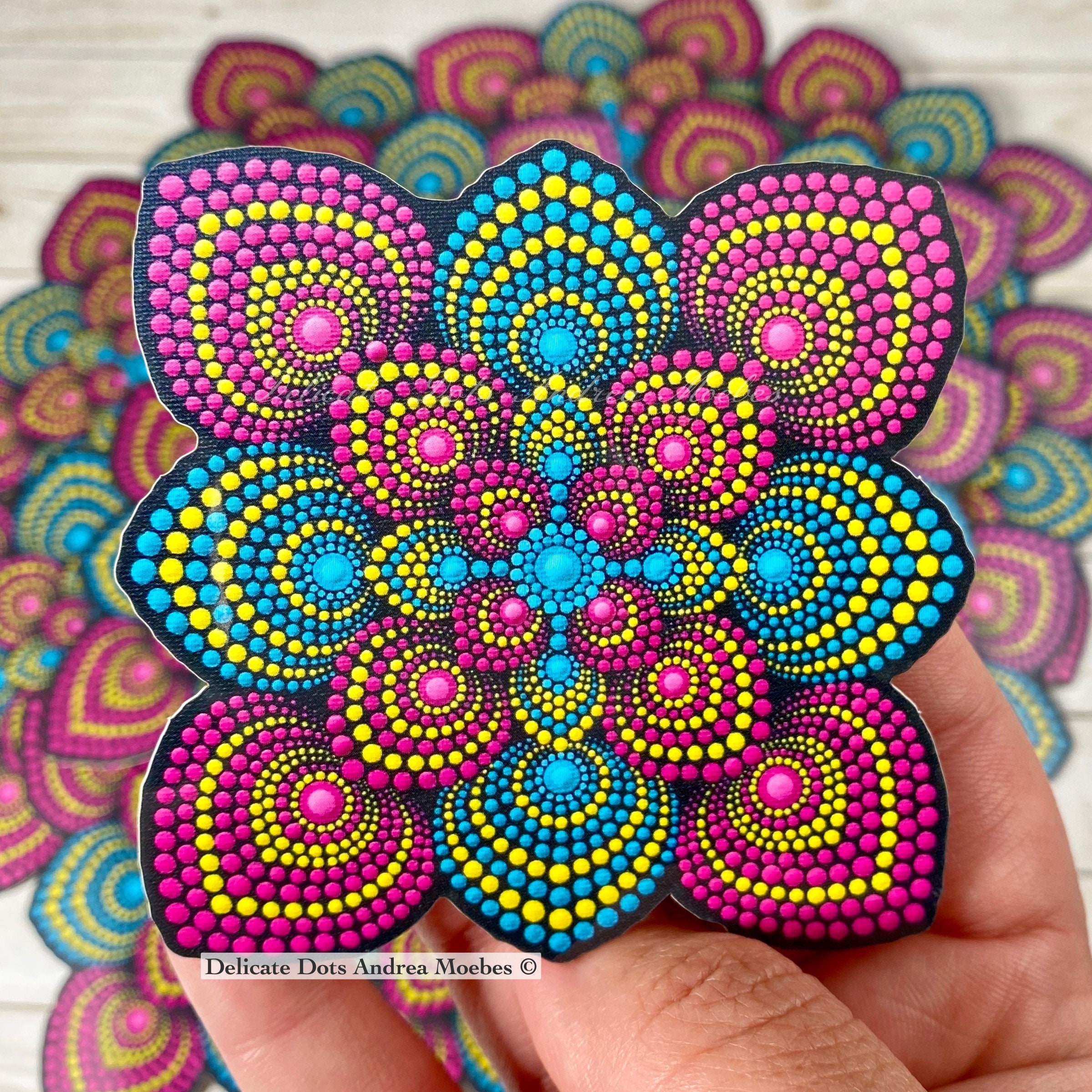 Mandala Vinyl Sticker, Dot Mandala Sticker, Waterproof Vinyl Sticker ...