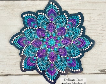 Mandala Vinyl Sticker, Dot Mandala Sticker, Waterproof Vinyl Sticker ...