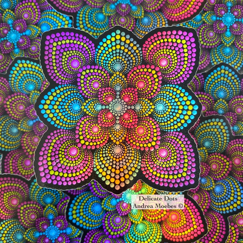 Holographic Dot Mandala Sticker: Waterproof Vinyl Decal - Etsy