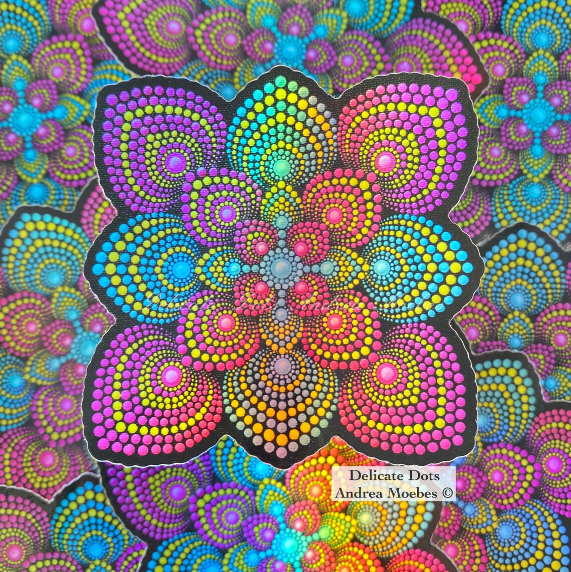 Holographic Dot Mandala Sticker: Waterproof Vinyl Decal - Etsy