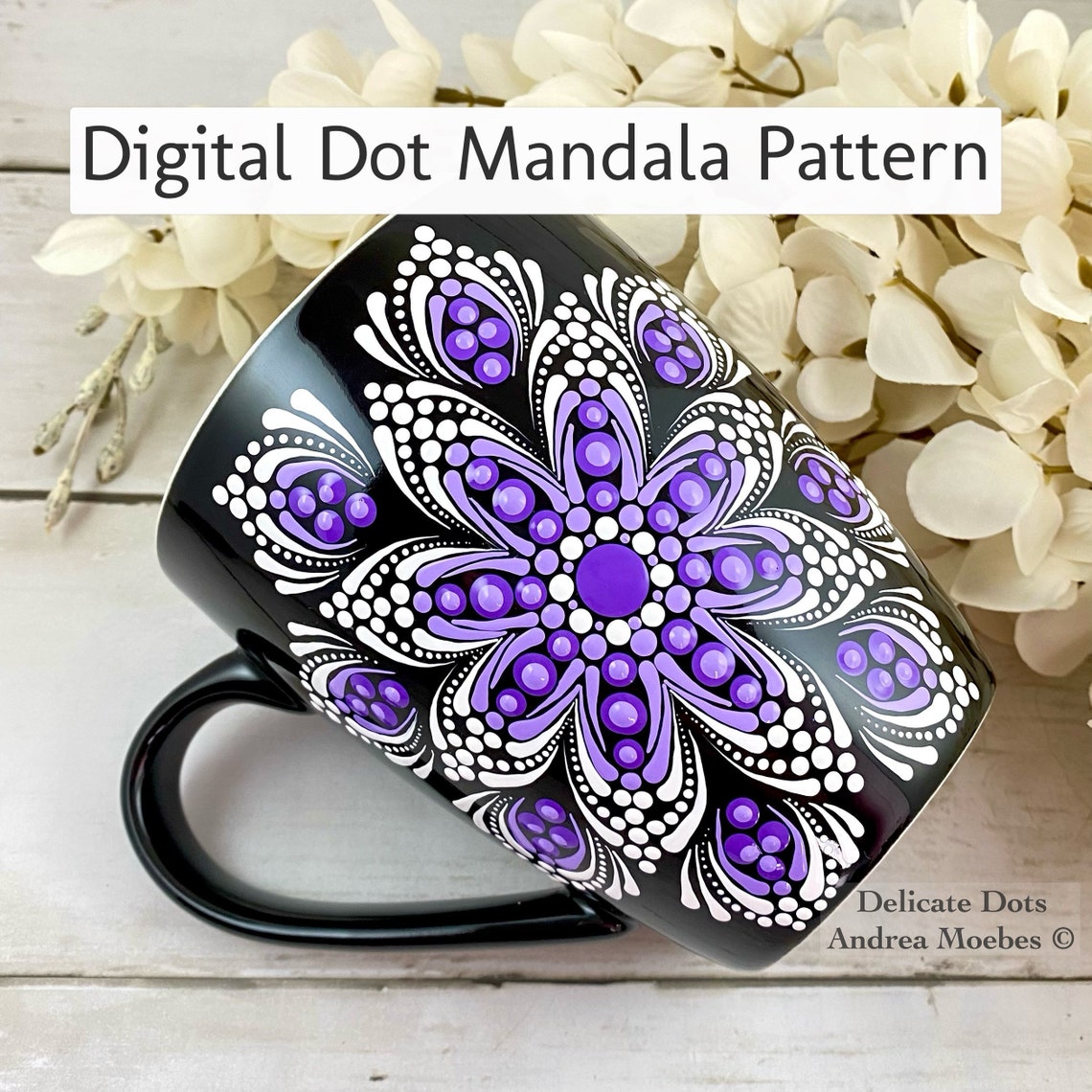 Digital Dot Mandala Flower Pattern Wisteria Wishes by Delicate Dots ...