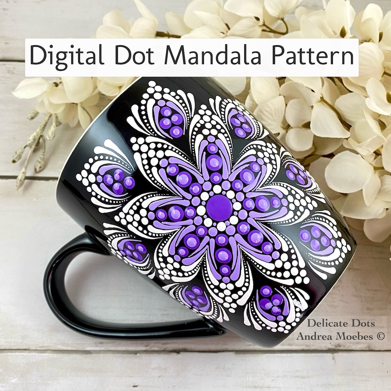 Digital Dot Mandala Flower Pattern Wisteria Wishes by Delicate - Etsy