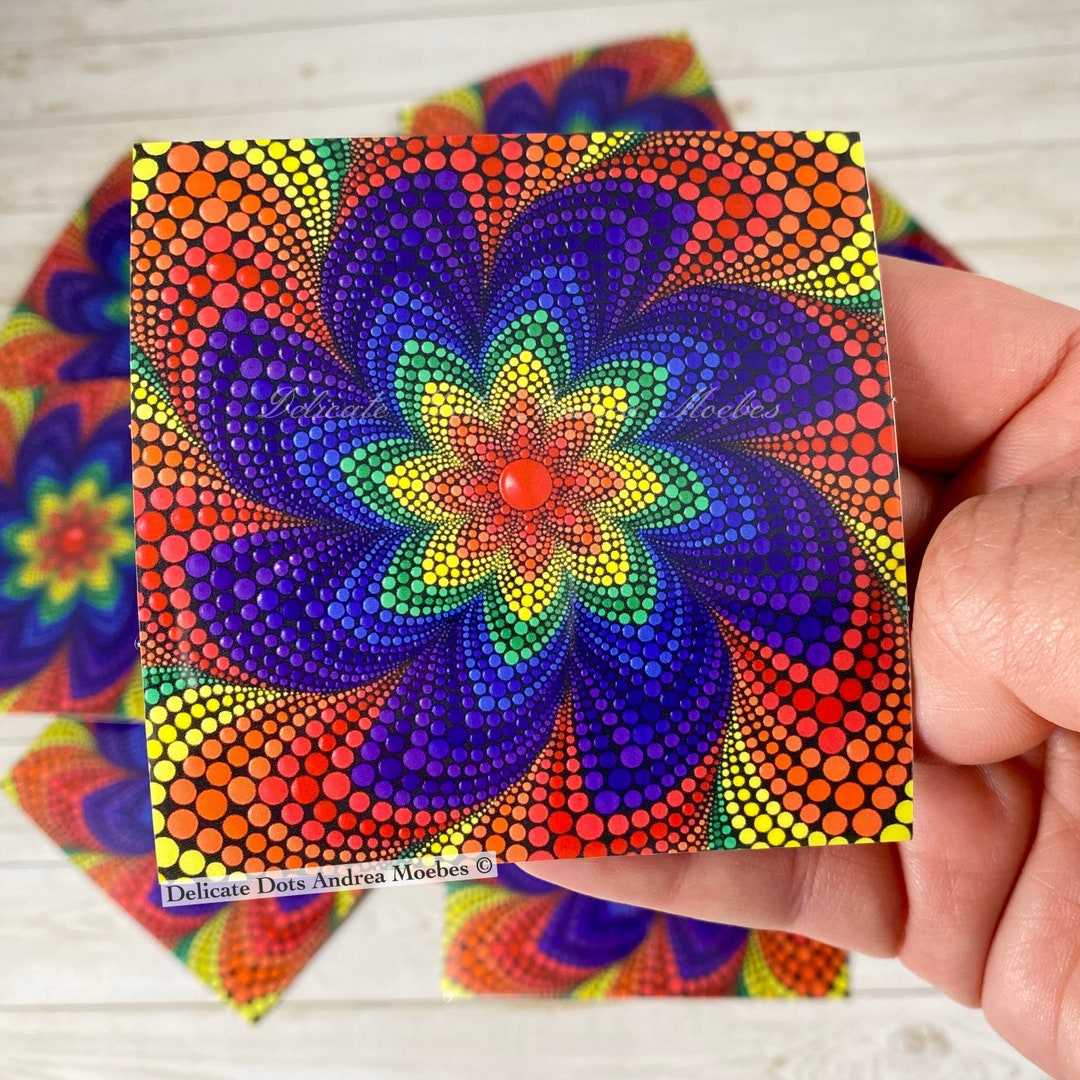 Mandala Vinyl Sticker, Dot Mandala Sticker, Waterproof Vinyl Sticker ...