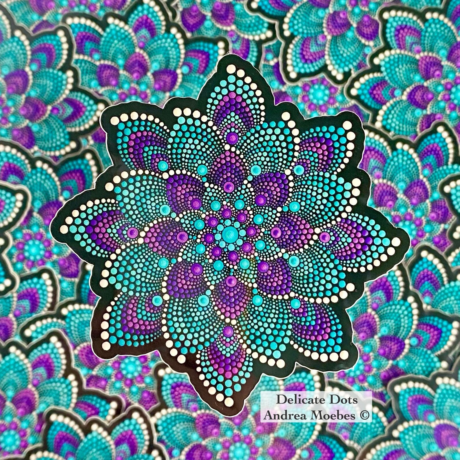 Mandala Vinyl Sticker, Dot Mandala Sticker, Waterproof Vinyl Sticker ...