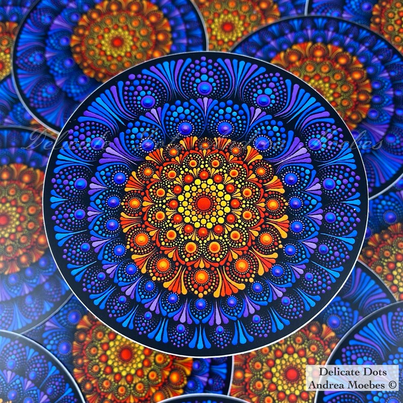 Mandala Vinyl Sticker Dot Mandala Sticker Waterproof Vinyl - Etsy