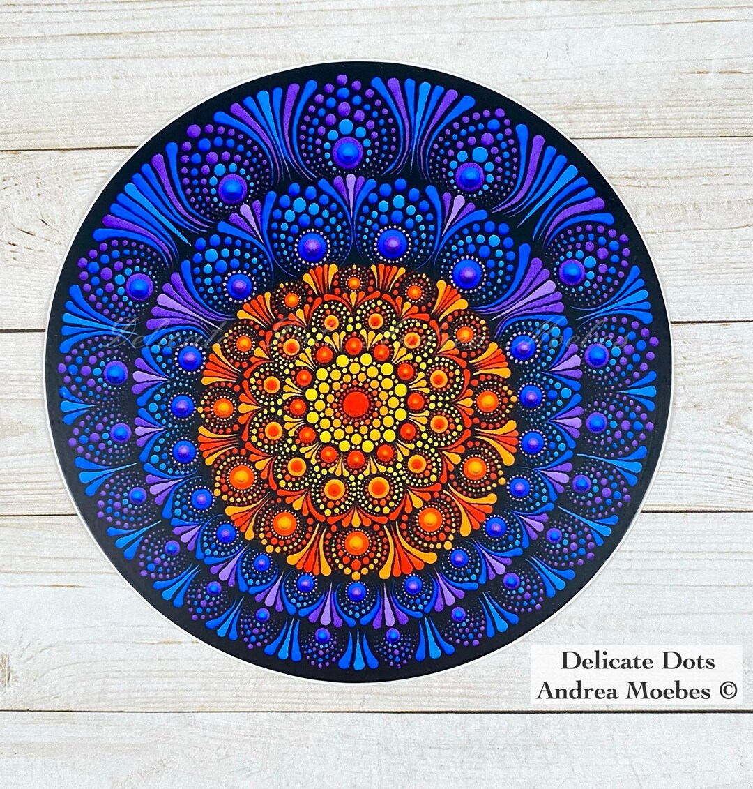 Mandala Vinyl Sticker, Dot Mandala Sticker, Waterproof Vinyl Sticker ...