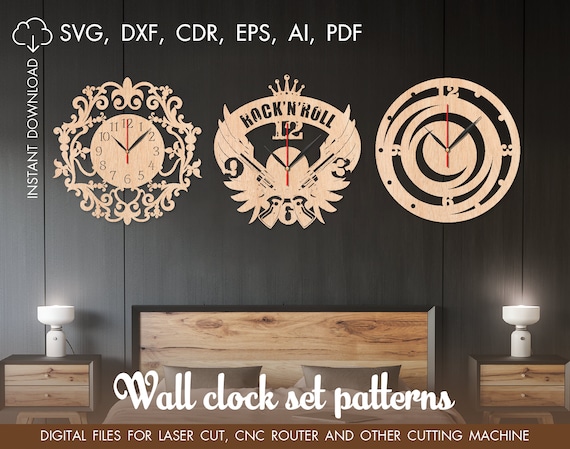 Clock Laser Cut Wood Wall Clock Laser Cut Template Cutting | Etsy