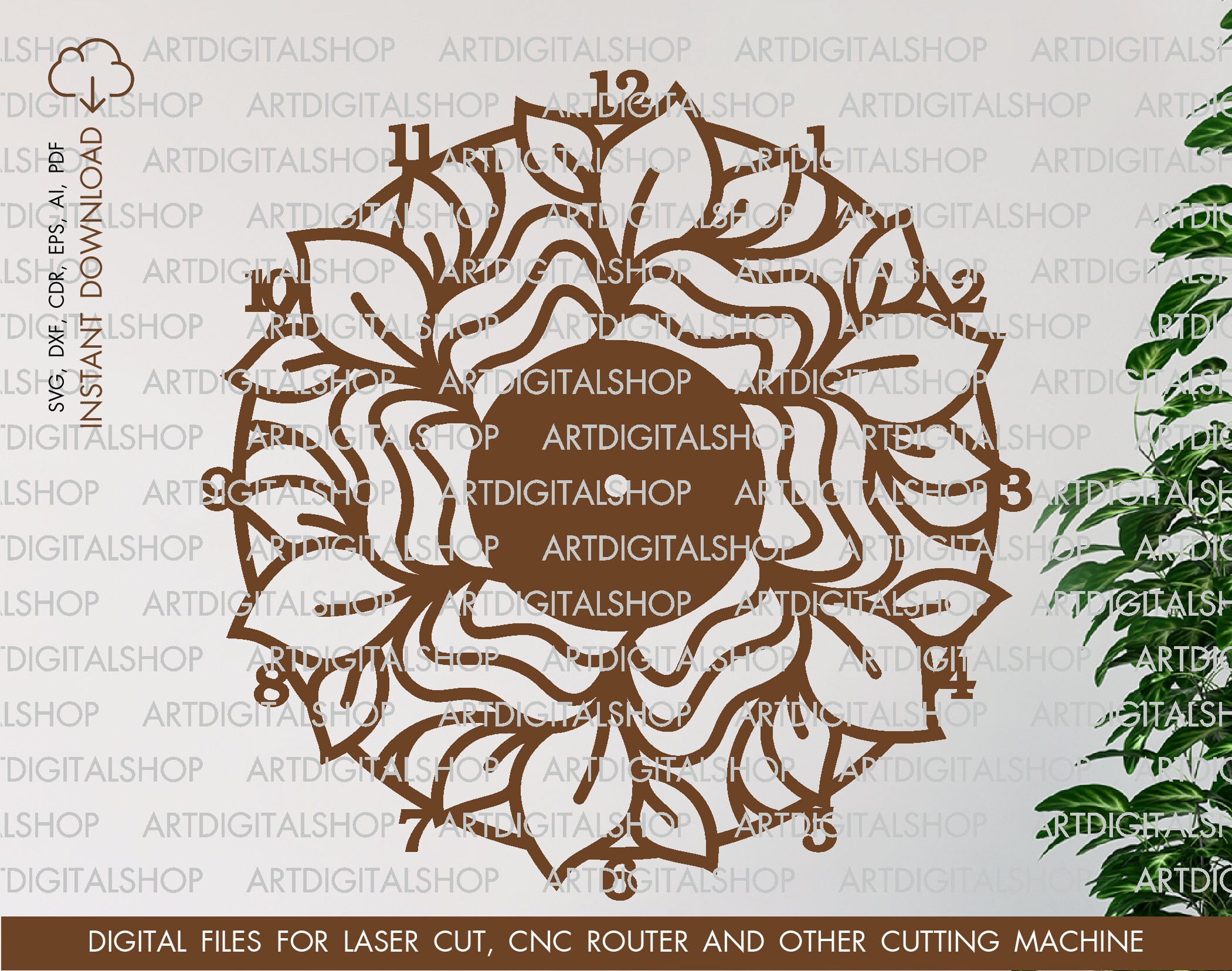 Wood Wall Clock, Vector for CNC, Cutting Model Svg, Clock Laser Cut ...