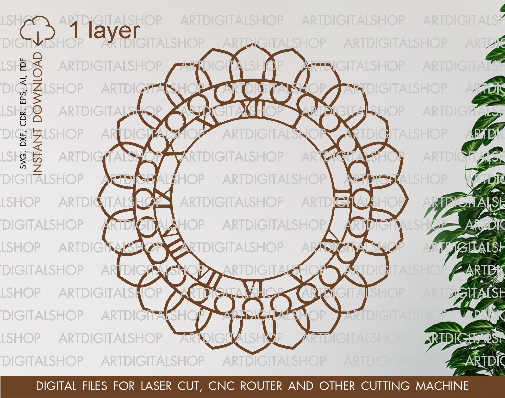 Multilayer Cutting Model, Clock Laser Cut, Wall Clock SVG, 3D Vector ...