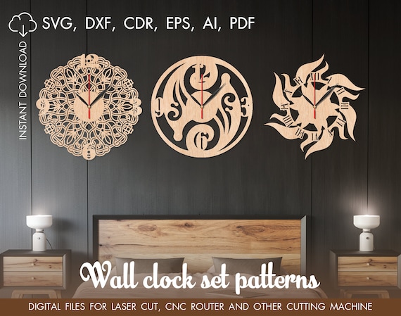 Wood Wall Clock Large Clock Cutting Model Clock Laser Cut | Etsy