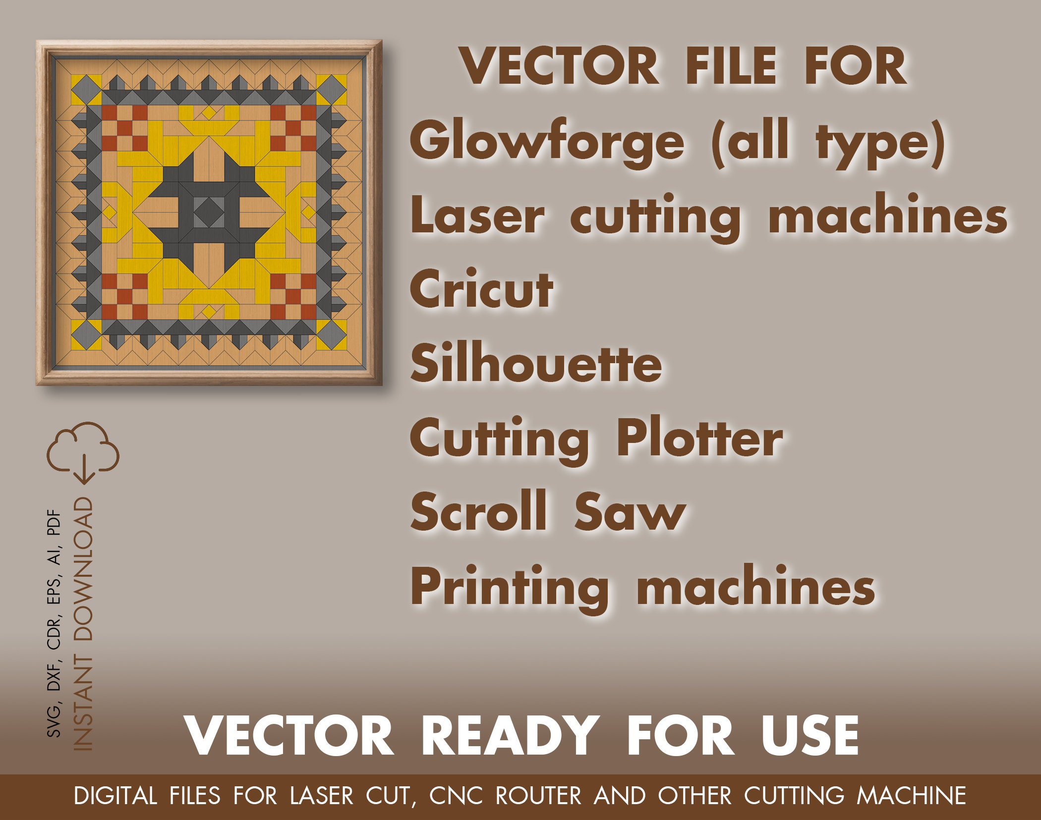 Barn Quilt Laser Cut Files for Glowforge Projects With Navajo | Etsy