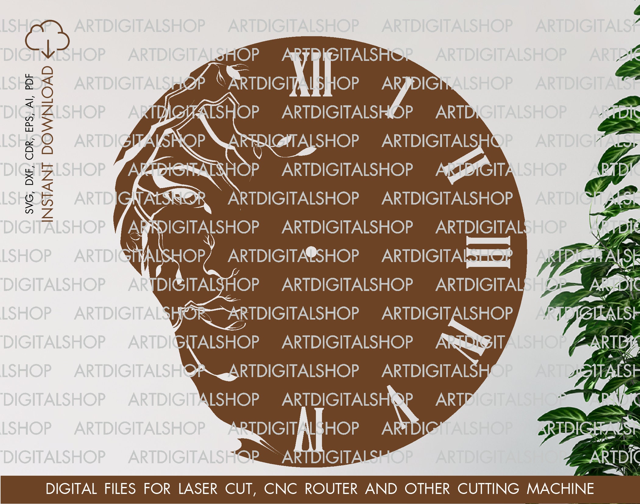 Wood Wall Clock Vector for CNC Cutting Model Svg Clock - Etsy