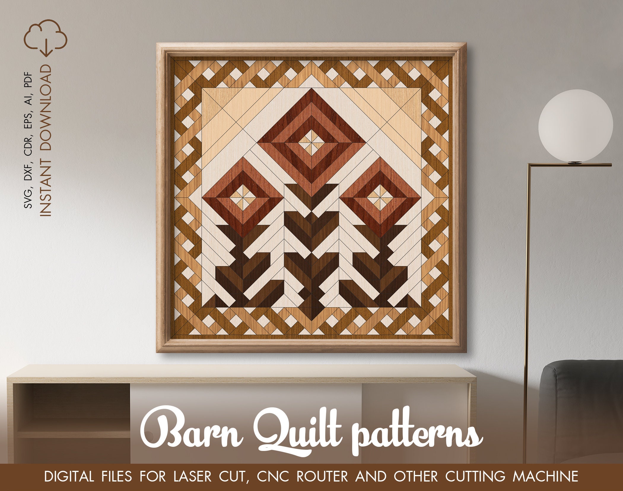 Barn Quilt Pattern, Barn Quilt Laser Cut File, Glowforge SVG File ...