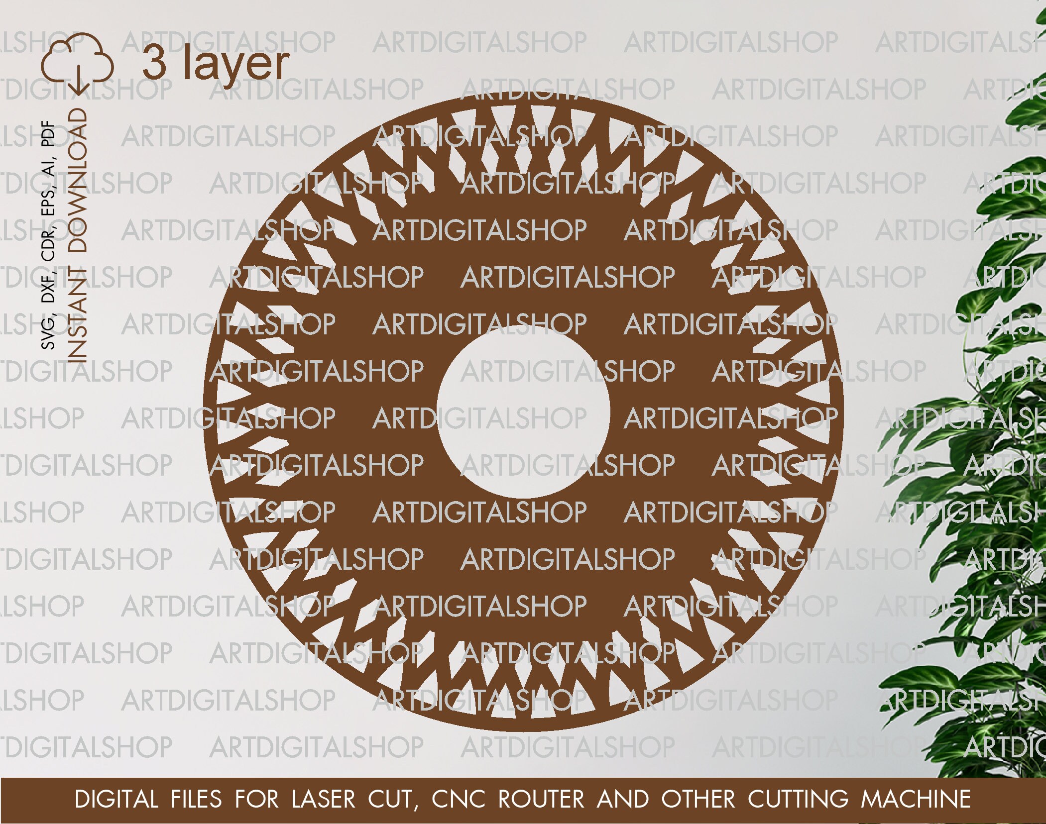 Multilayer Cutting Model, Clock Laser Cut, Wall Clock SVG, 3D Vector ...