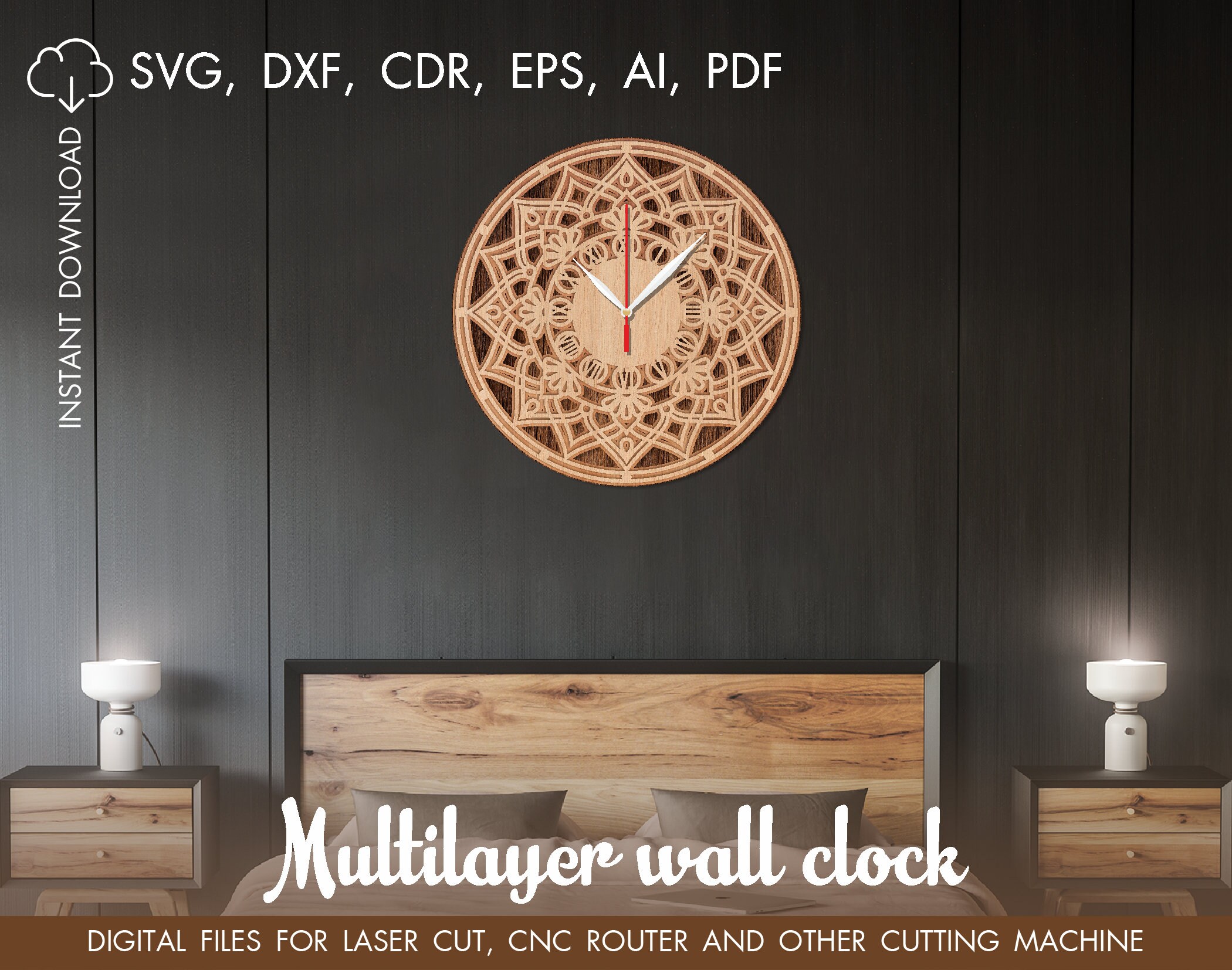 Cutting Model Clock Laser Cut CNC Files Cnc Clock Wall - Etsy UK