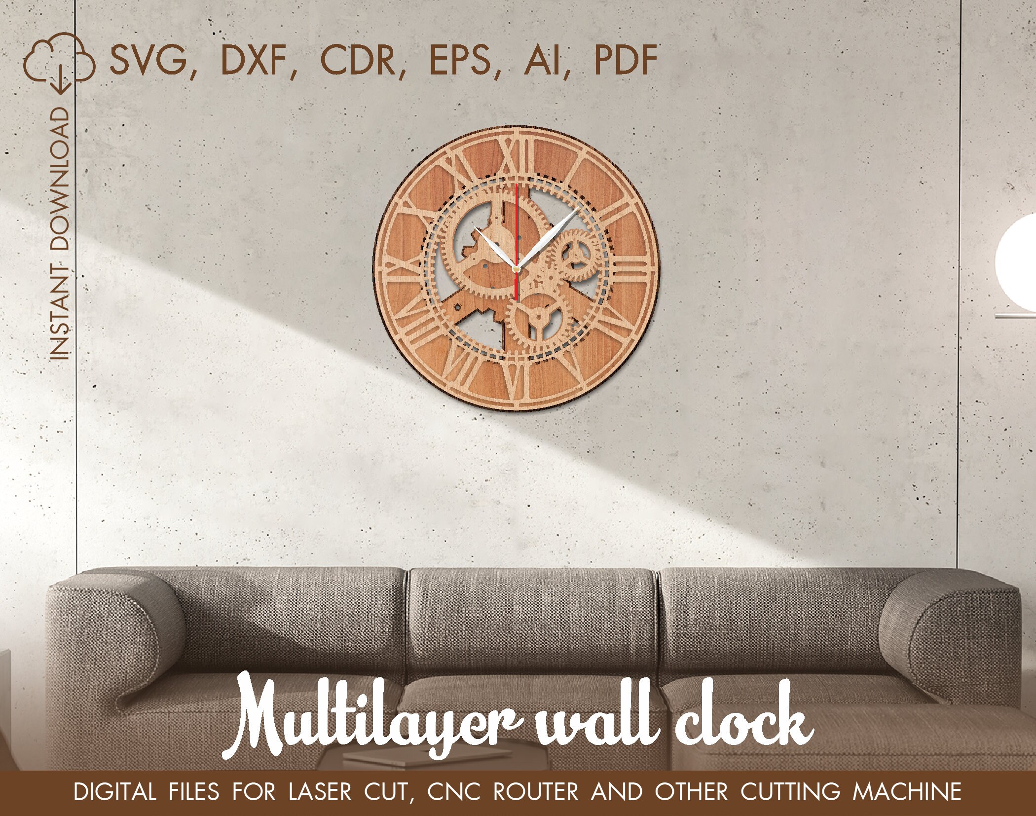 Wall Clock SVG Cut File Multilayer Cricut Diy Cnc - Etsy