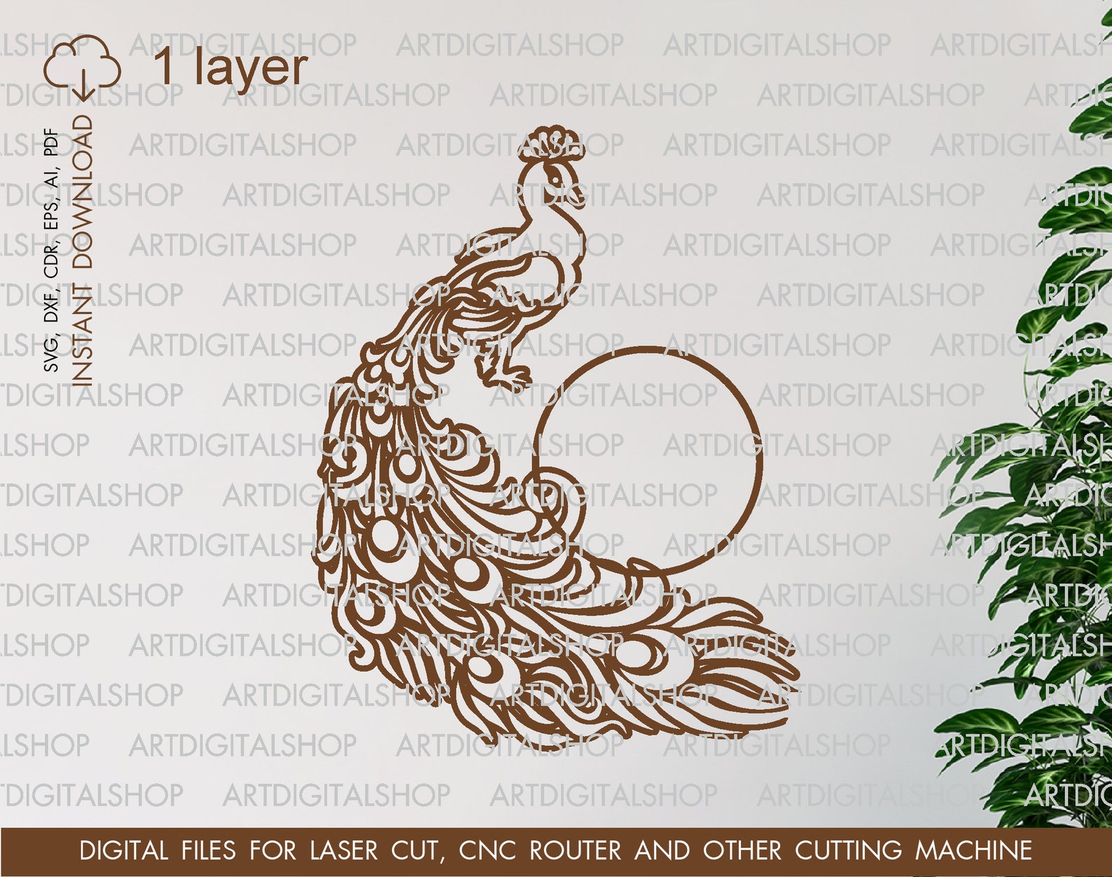 Peacock Wall Clock Dxf Large Clock Cutting Model Clock - Etsy