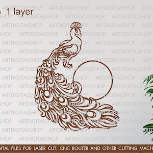 Peacock Wall Clock Dxf, Large Clock, Cutting Model, Clock Laser Cut ...