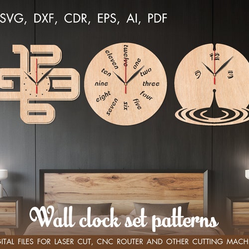 Modern Wall Clock .laser Cut Files CDR Vector Plans Files - Etsy