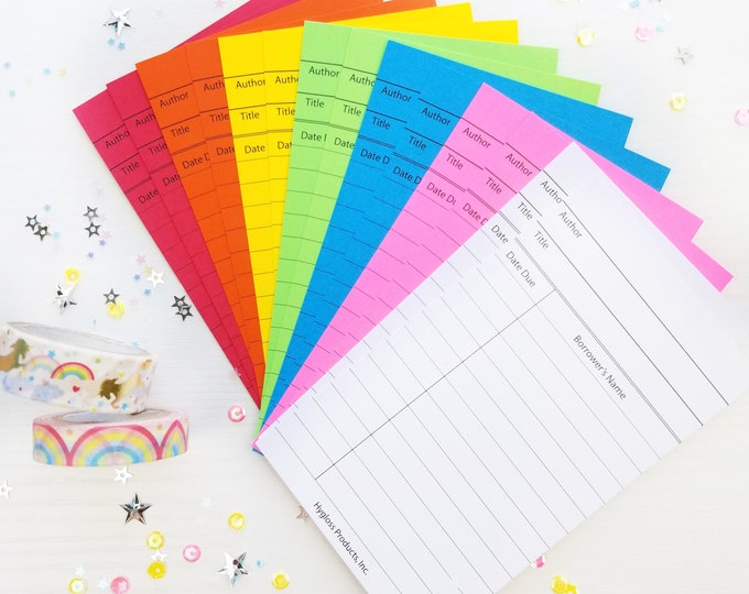 Library Cards Set of 14 BRIGHT Rainbow Mixed Colors - Etsy
