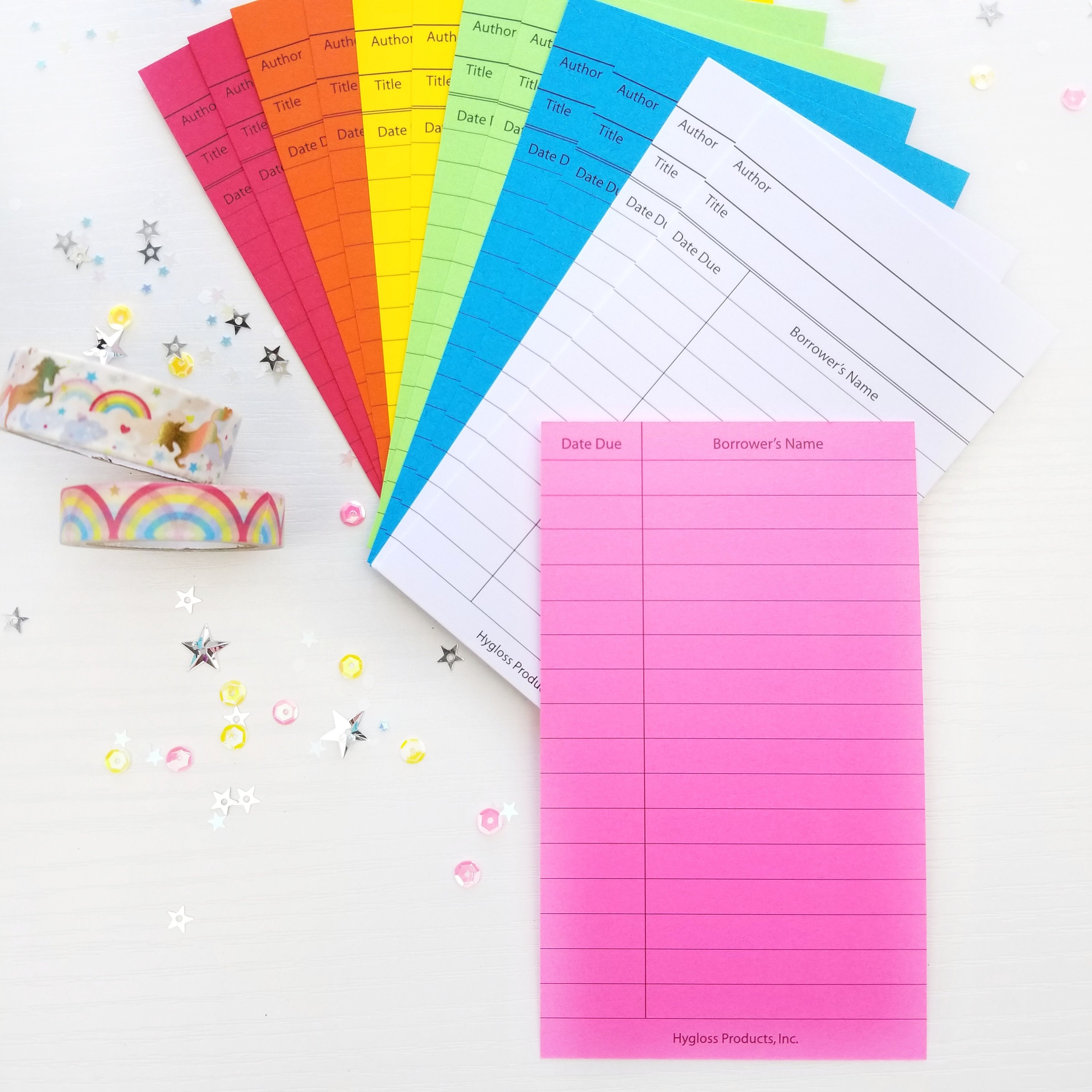 Library Cards Set of 14 BRIGHT Rainbow Mixed Colors - Etsy