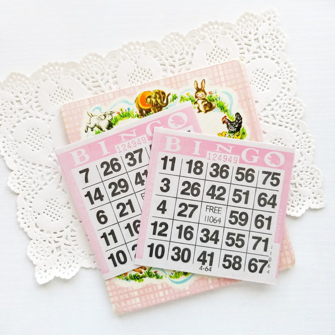Bingo Cards Set of 10 Pink Paper Bingo Cards Junk - Etsy