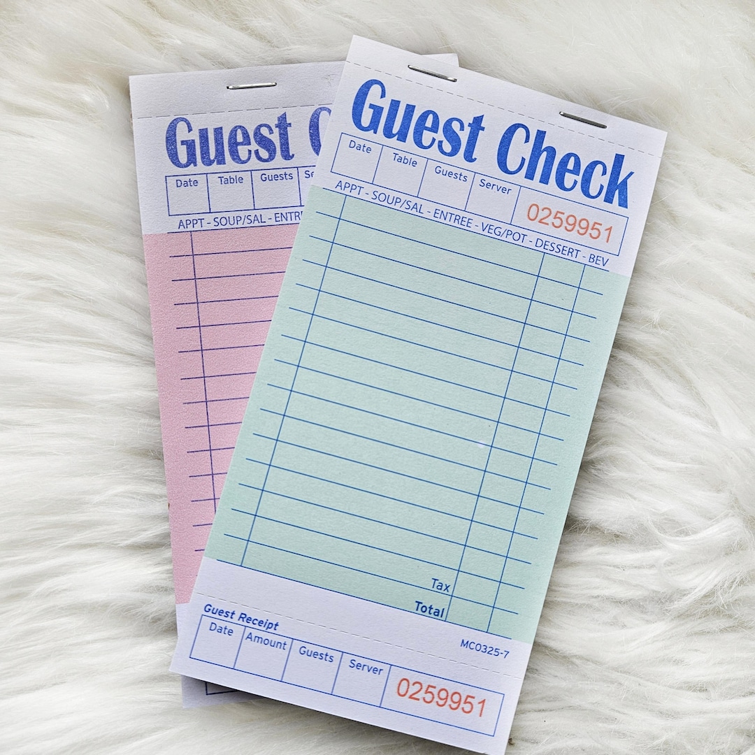 Vintage Style Guest Check Pad - Green or Pink, 50 Sheets - Etsy