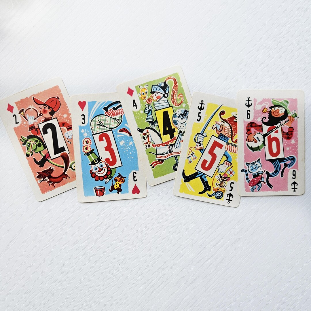 Vintage Children's Playing Cards - SET of 5 - Etsy
