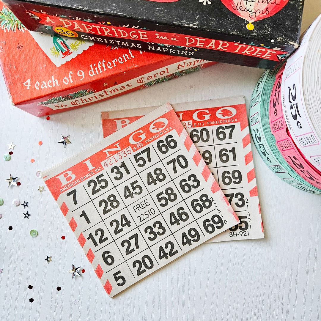 Red Bingo Cards Set of 10 Red and White Candy Cane Stripe Christmas ...