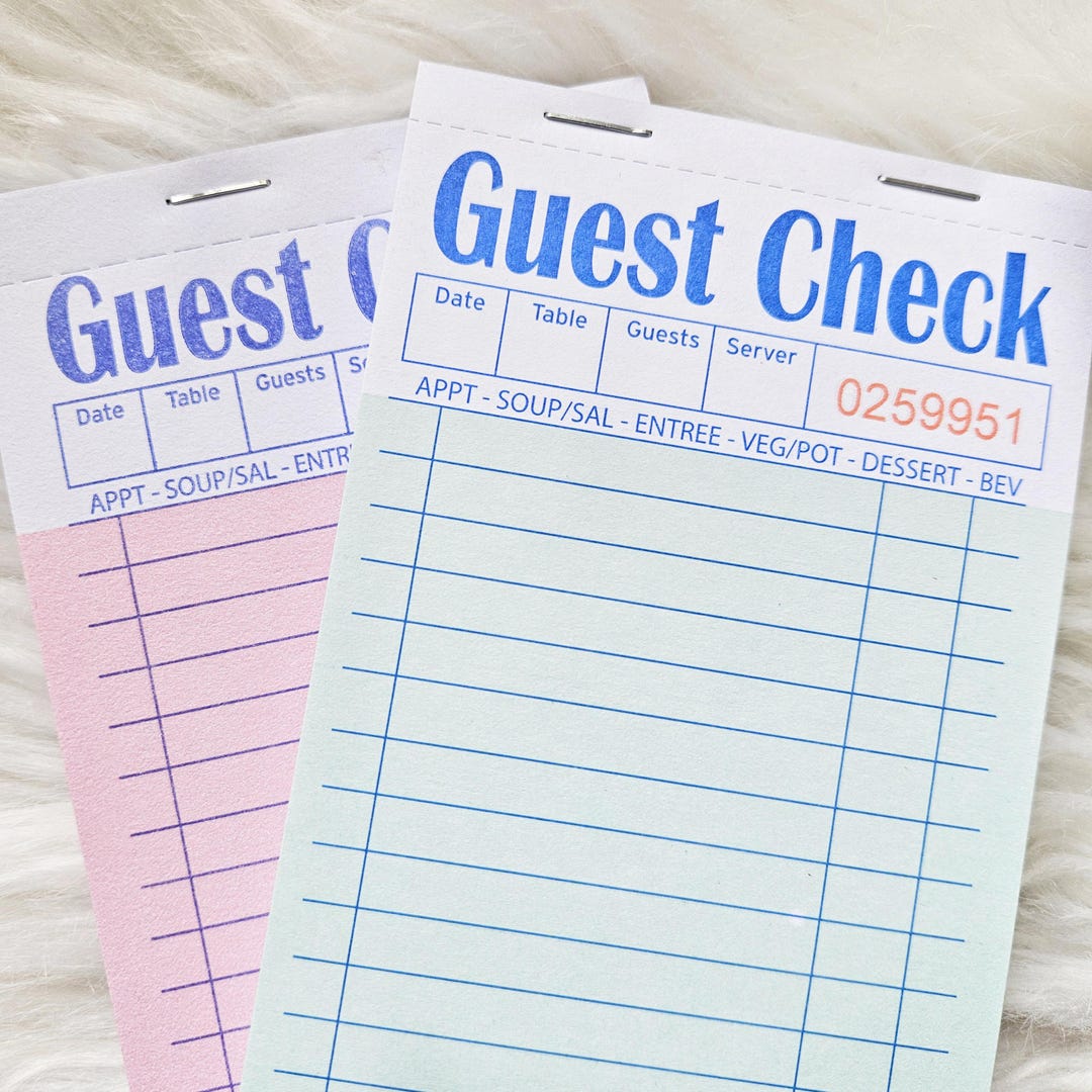 Mixed Guest Checks: Pink & Aqua, Junk Journal Ephemera (set of 10) - Etsy