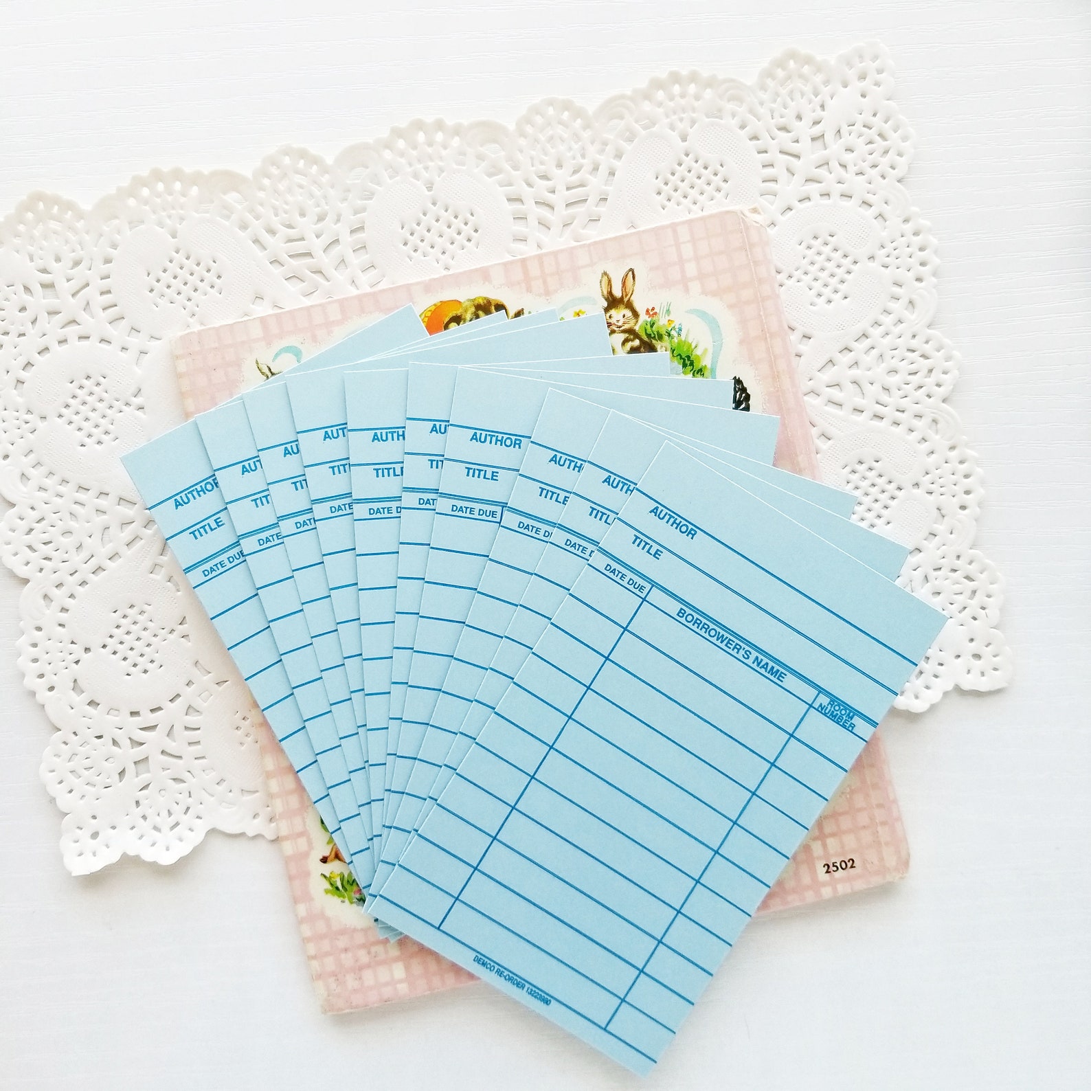 Library Cards Set of 10 Blue Blank Library Cards - Etsy