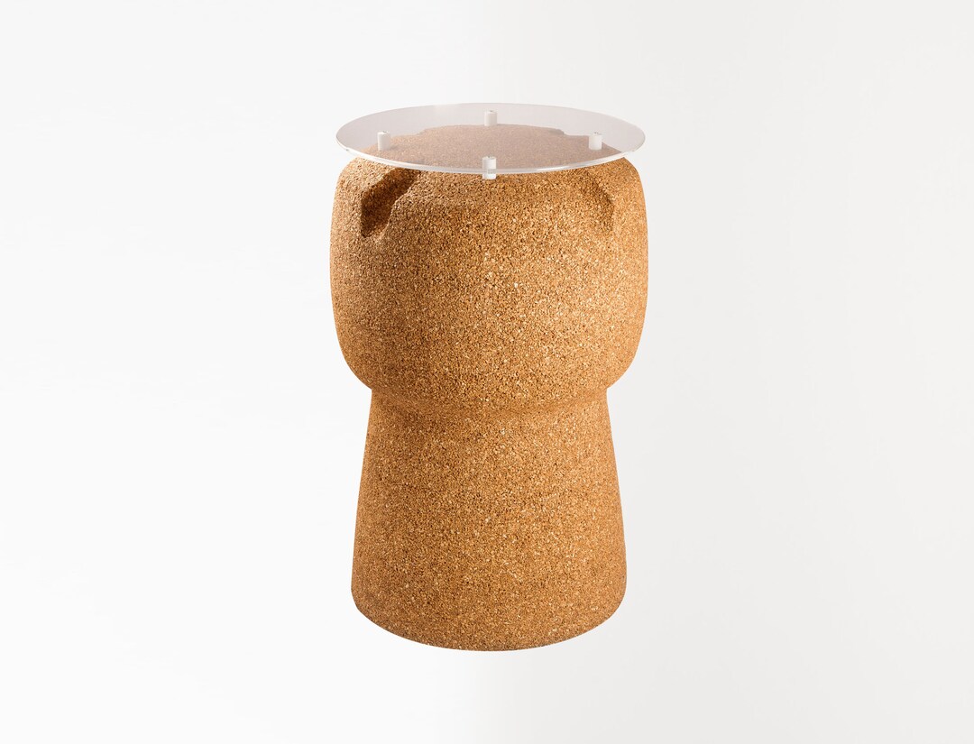 Corkpouf Table H 65 Cm in Natural Cork With Transparent Methacrylate ...