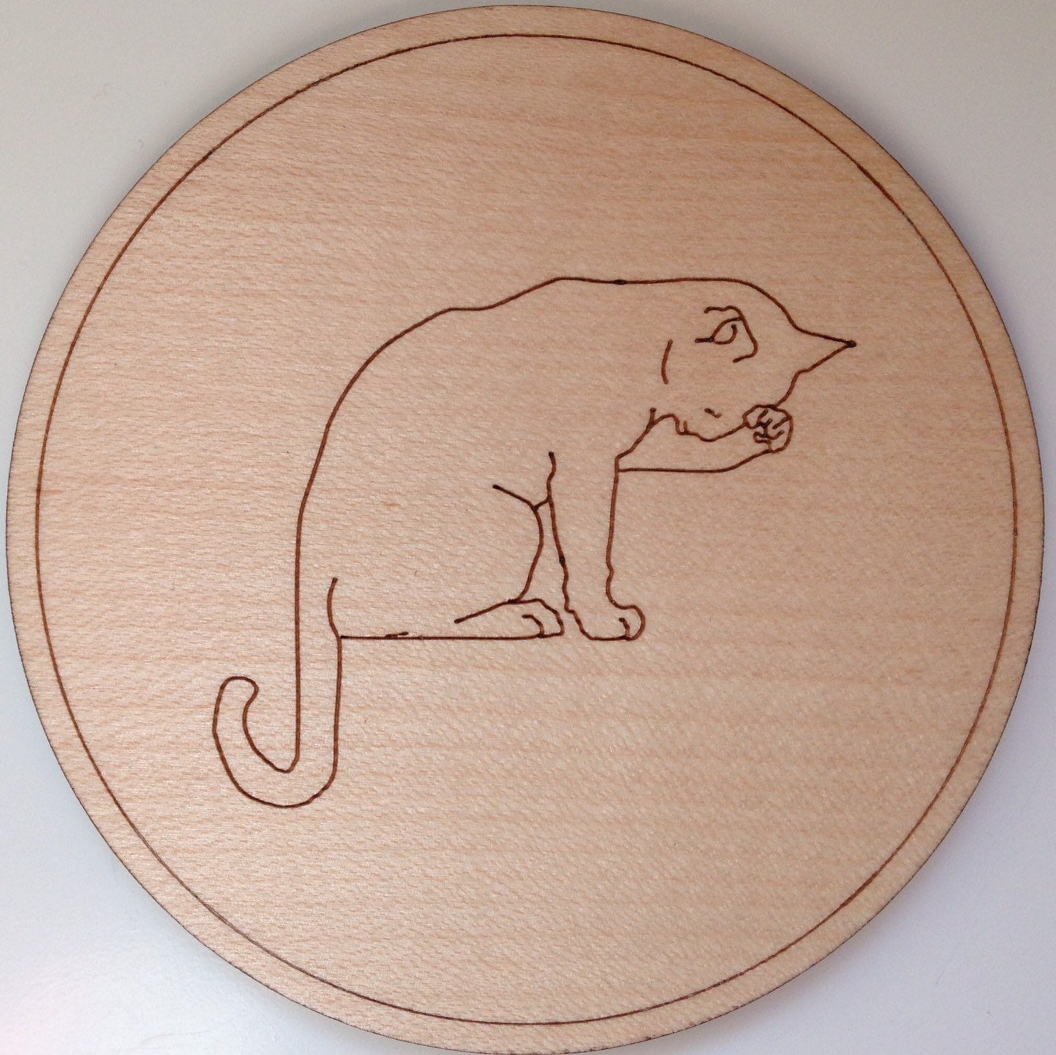 Cat Wooden Coaster Round Laser Engraved Cat Image Secret - Etsy