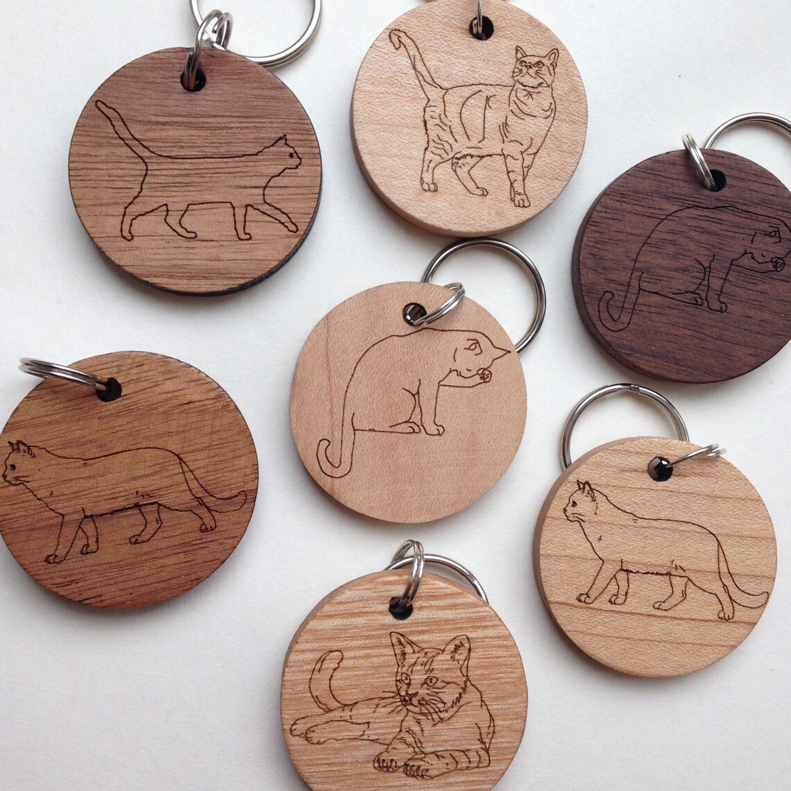 Cat Wooden Coaster Round Laser Engraved Cat Image Secret - Etsy