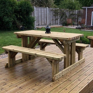 Premium Walk-in Style Picnic Table Pub Bench Excellent Quality Wooden ...