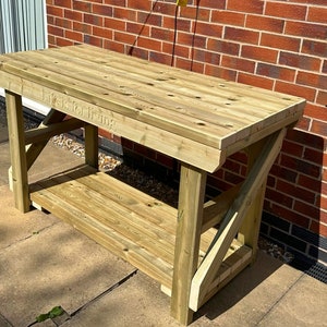 Indoor/outdoor Wooden Workbench. Garden Work Table. Bbq/pizza Oven ...