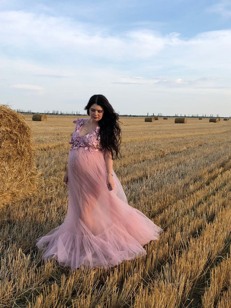 Blush Maternity Dress For Photo Shoot Pink Maternity Gown Etsy