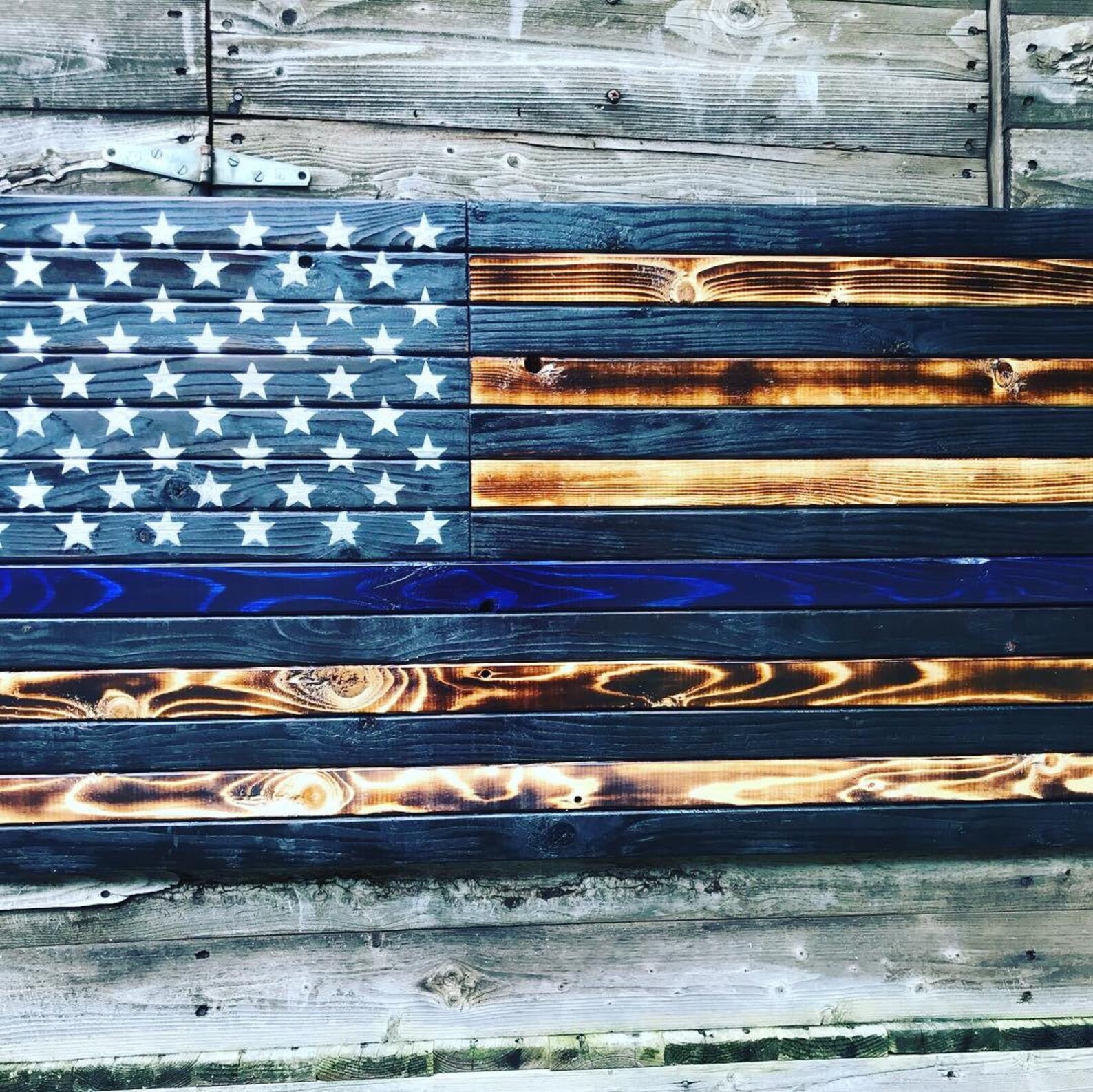 Thin Blue Line Wood Burned Flag - Etsy