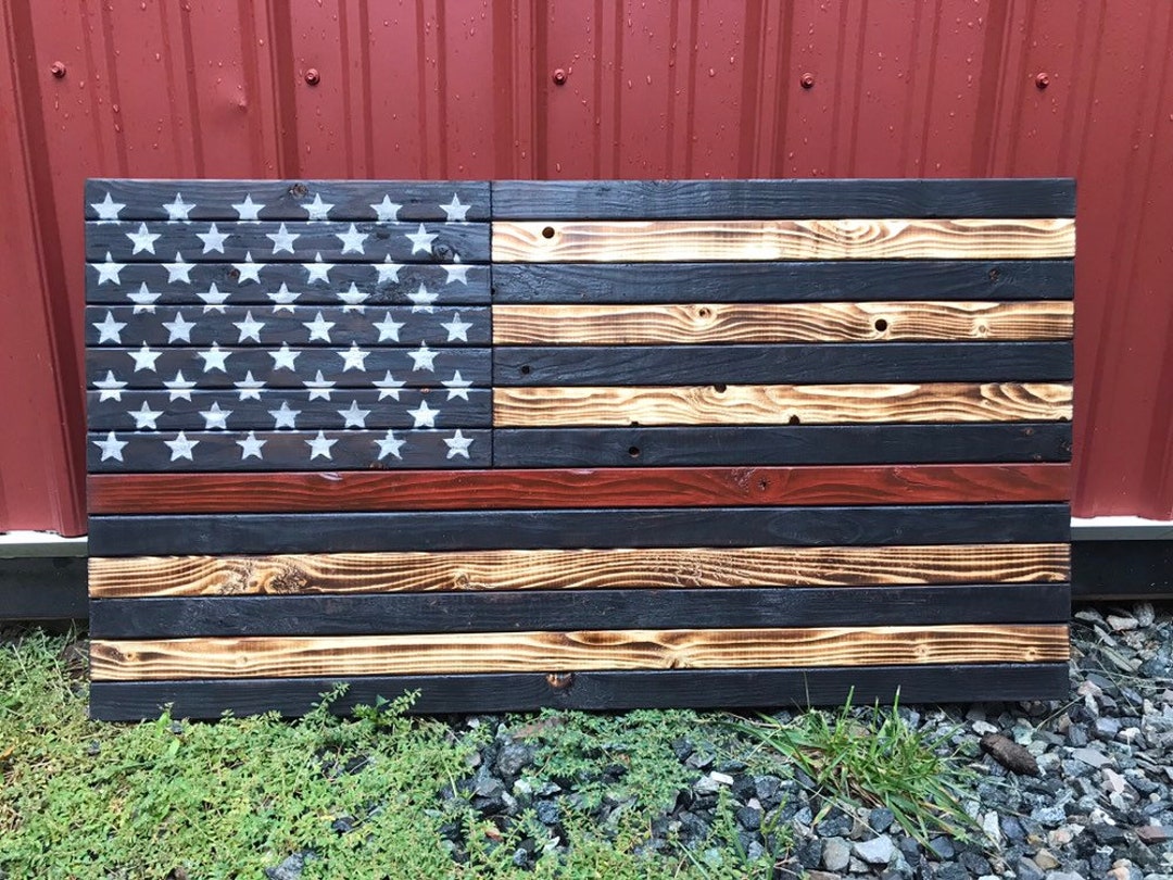 Thin Red Line Wood Burned Flag - Etsy