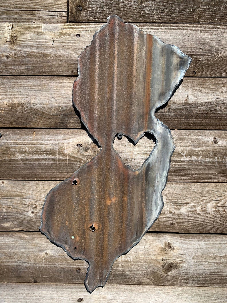 Rusty Metal NJ Cut Out - Etsy