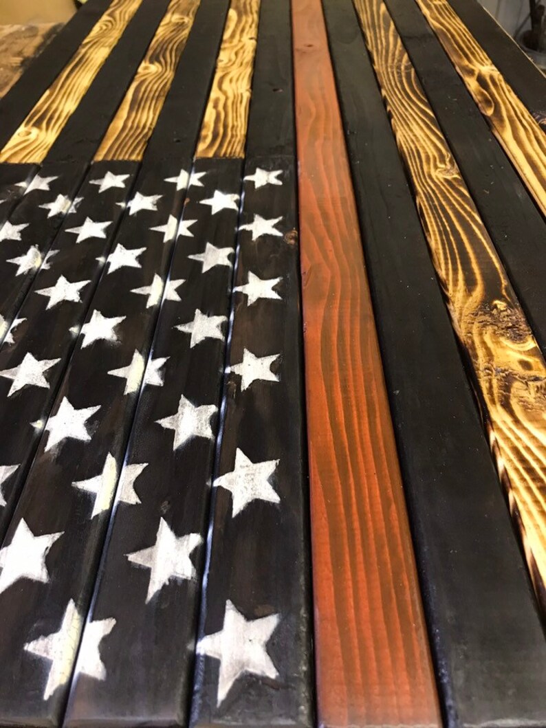 Thin Red Line Wood Burned Flag - Etsy
