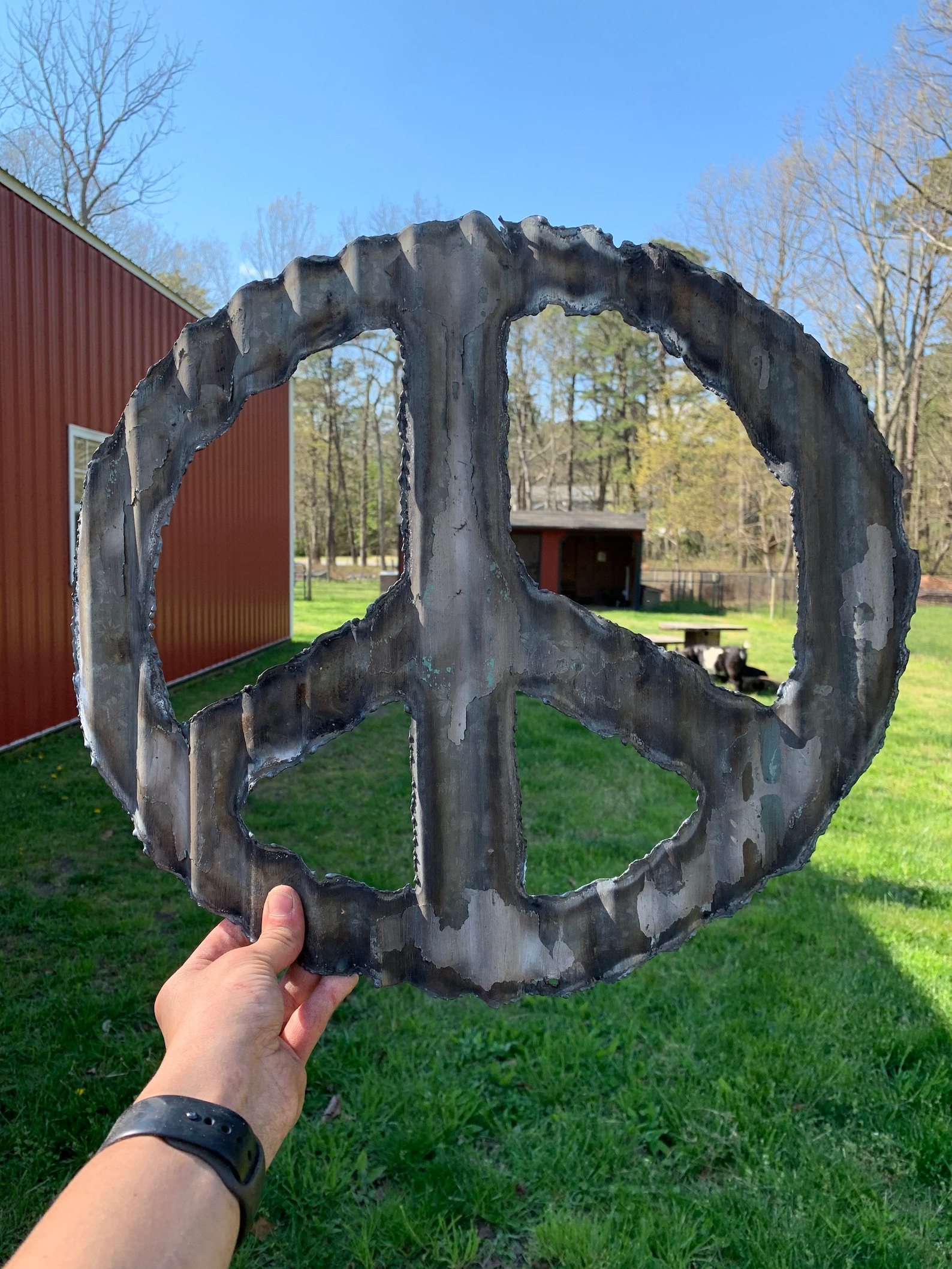 Rusty Peace Sign - Etsy