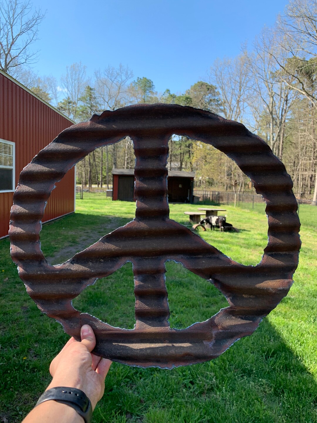 Rusty Peace Sign - Etsy
