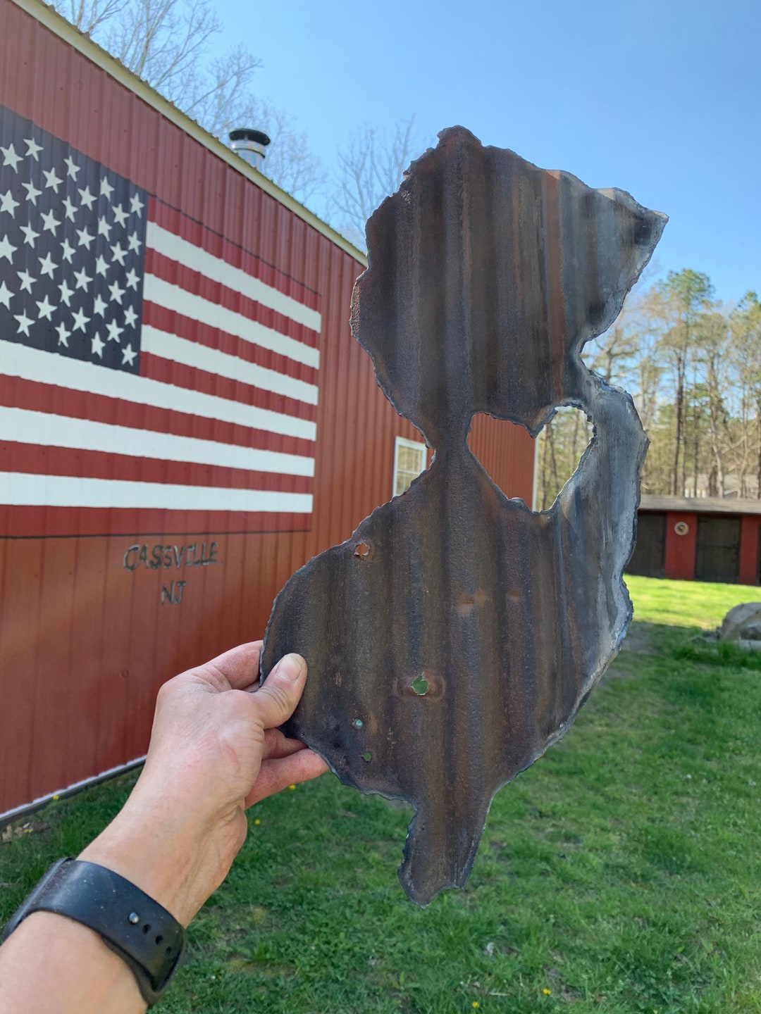 Rusty Metal NJ Cut Out - Etsy