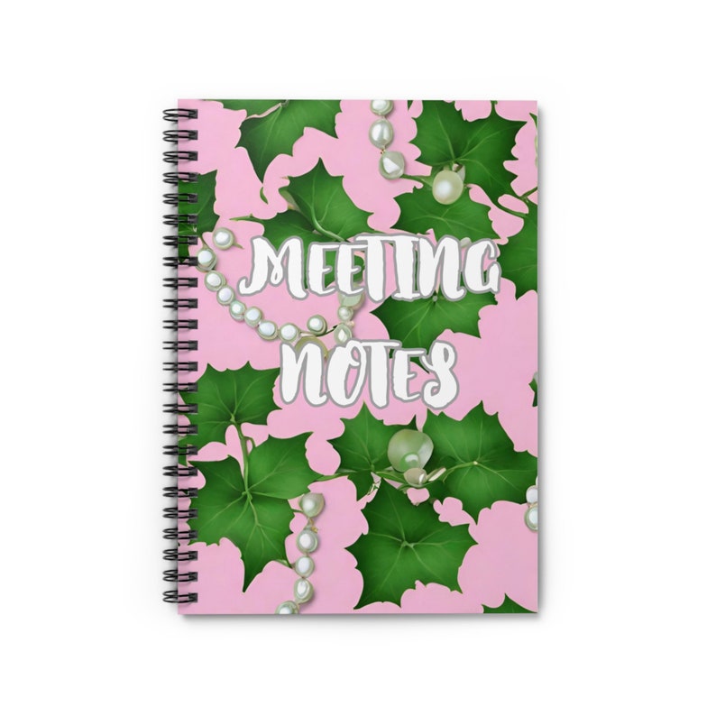 Pink & Green Ivy Pearl Notebook: Ruled Line Journal - Etsy
