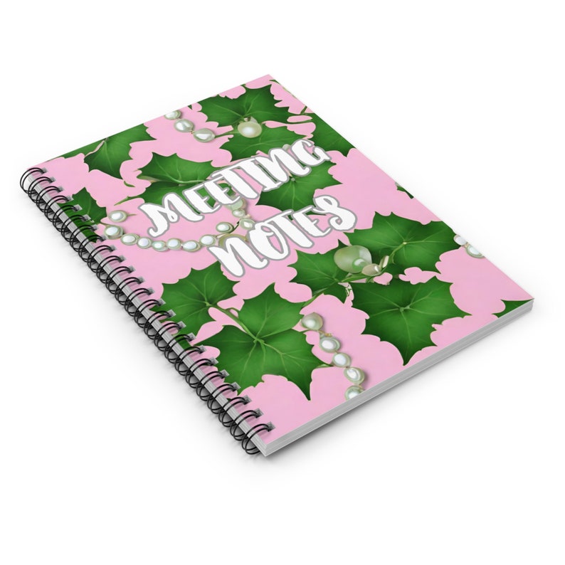 Pink & Green Ivy Pearl Notebook: Ruled Line Journal - Etsy